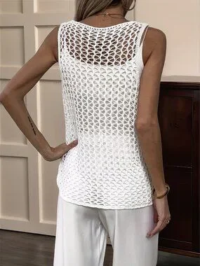 Unbranded | Tops | Unbranded Boho Star Open Knit Crochet Sweater Tank ...